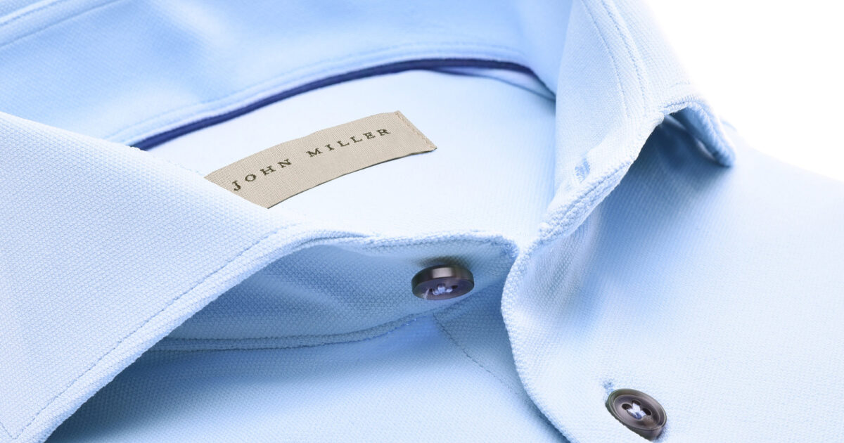 Light blue slim fit hyperstretch shirt in extra… | John Miller Shirts